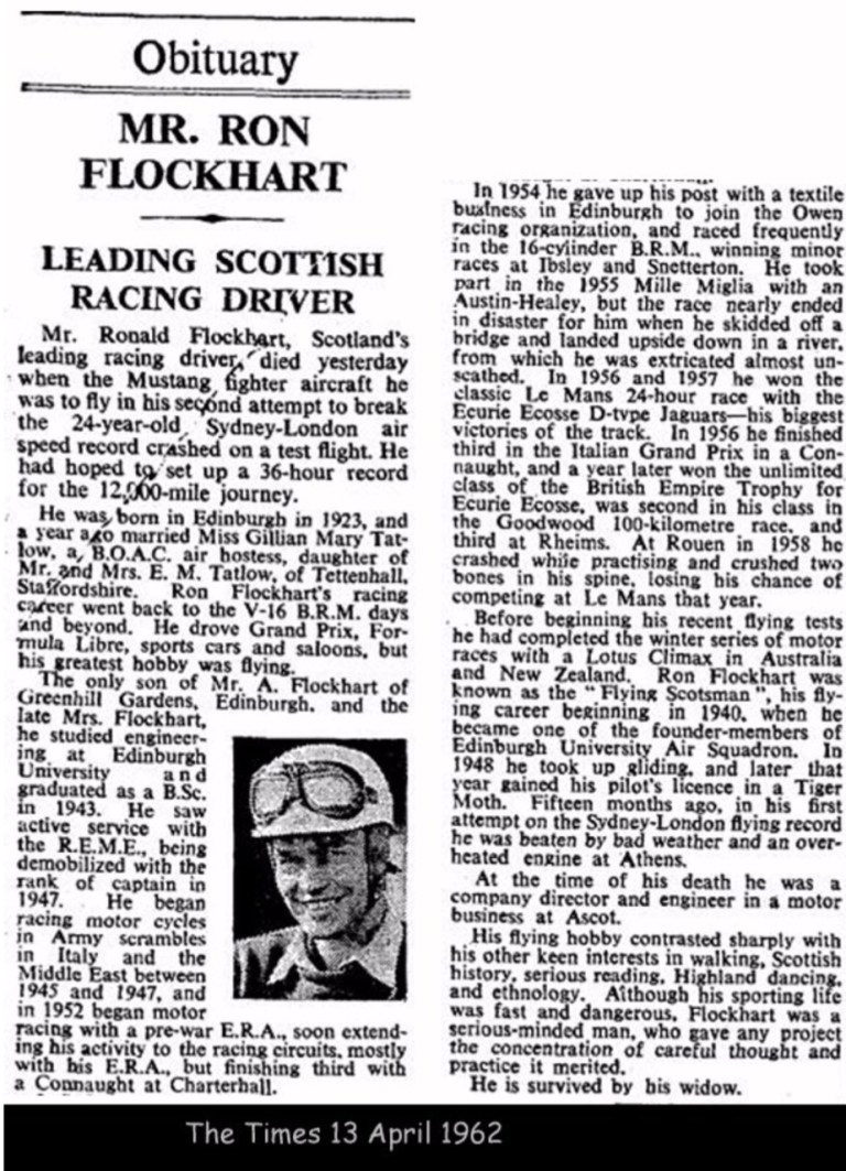 Le Mans 1957 ‘D Type Jaguar’ Rout: Ron Flockhart Racer and Aviator ...